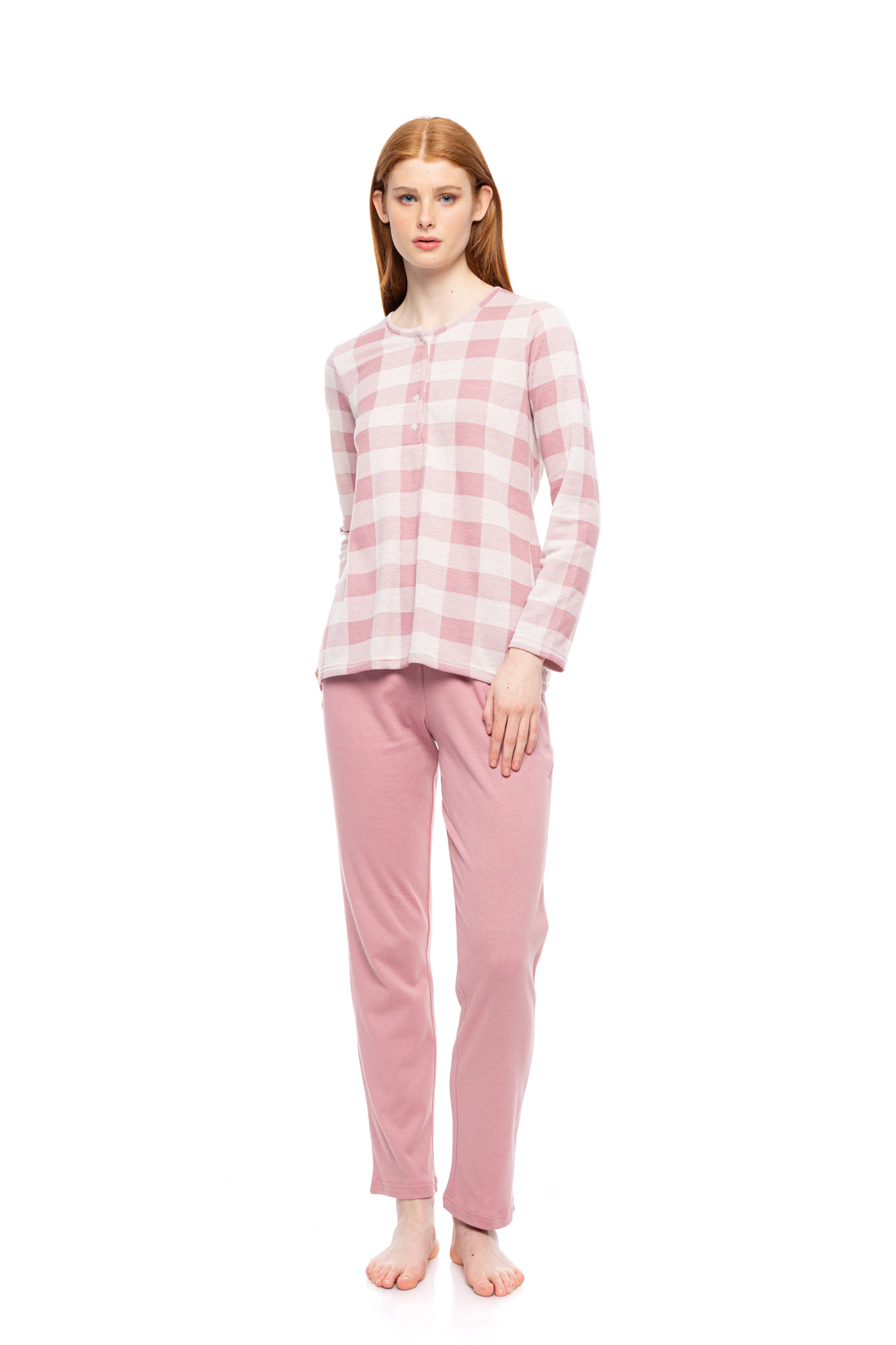 PINK LABEL - PYJAMAS JACQUARD ROSE PLAID